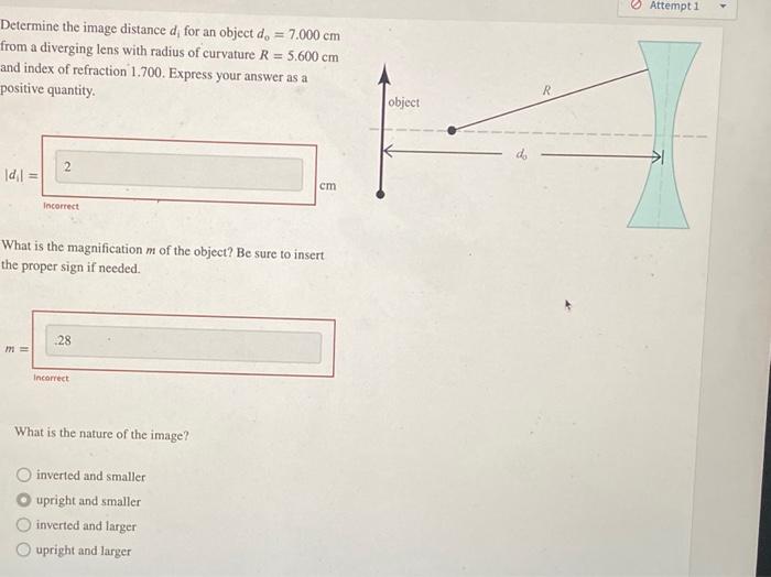 Solved Determine the image distance di for an object | Chegg.com