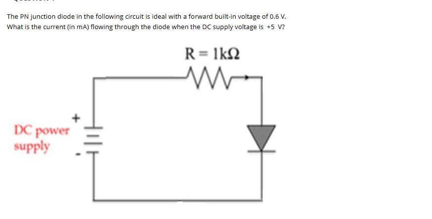 Solved The PN ﻿junction diode in ﻿the following circuit is | Chegg.com