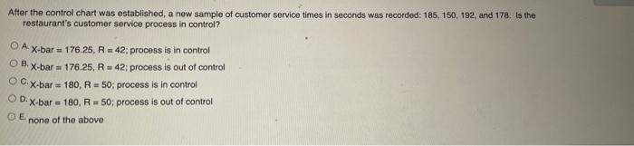 Solved Variable Control Chart Constants Sample Size N 2345 6 | Chegg.com