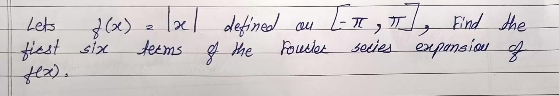 Solved Lets f(x)=∣x∣ defined an [−π,π], Find the ficst six | Chegg.com