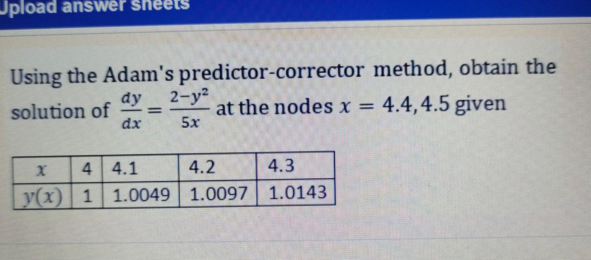 Solved Upload answer sheets Using the Adam's | Chegg.com