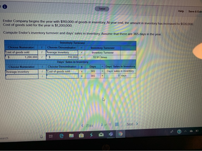 Solved Saved Help Save & Exit Endor Company begins the year | Chegg.com