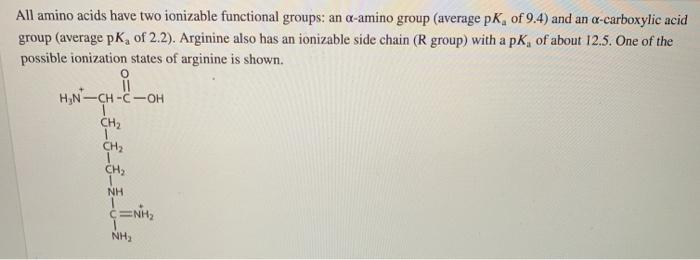Solved All amino acids have two ionizable functional groups: | Chegg.com