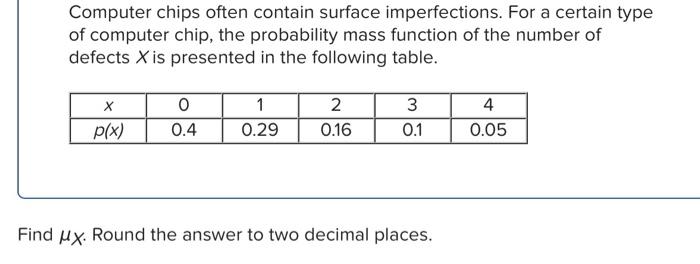 Solved Computer chips often contain surface imperfections. | Chegg.com