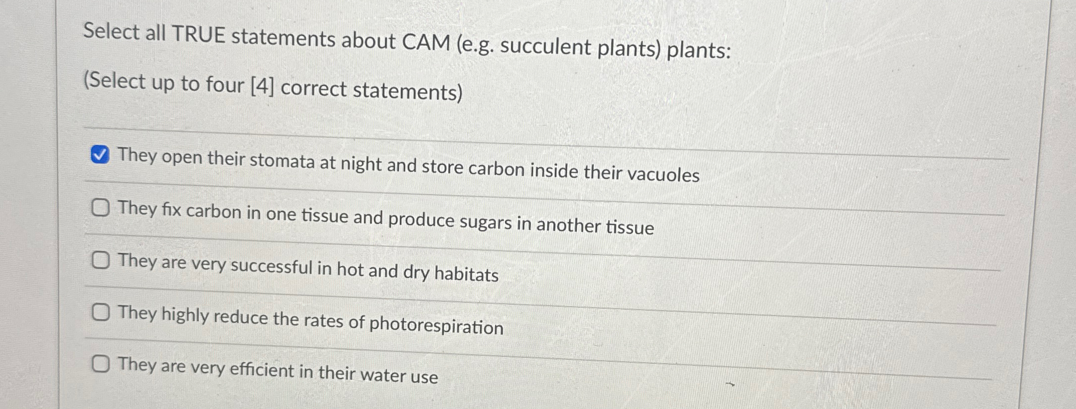Solved Select All True Statements About Cam Eg ﻿succulent 1000