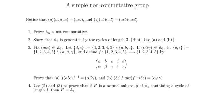 Solved A simple non-commutative group Notice that | Chegg.com