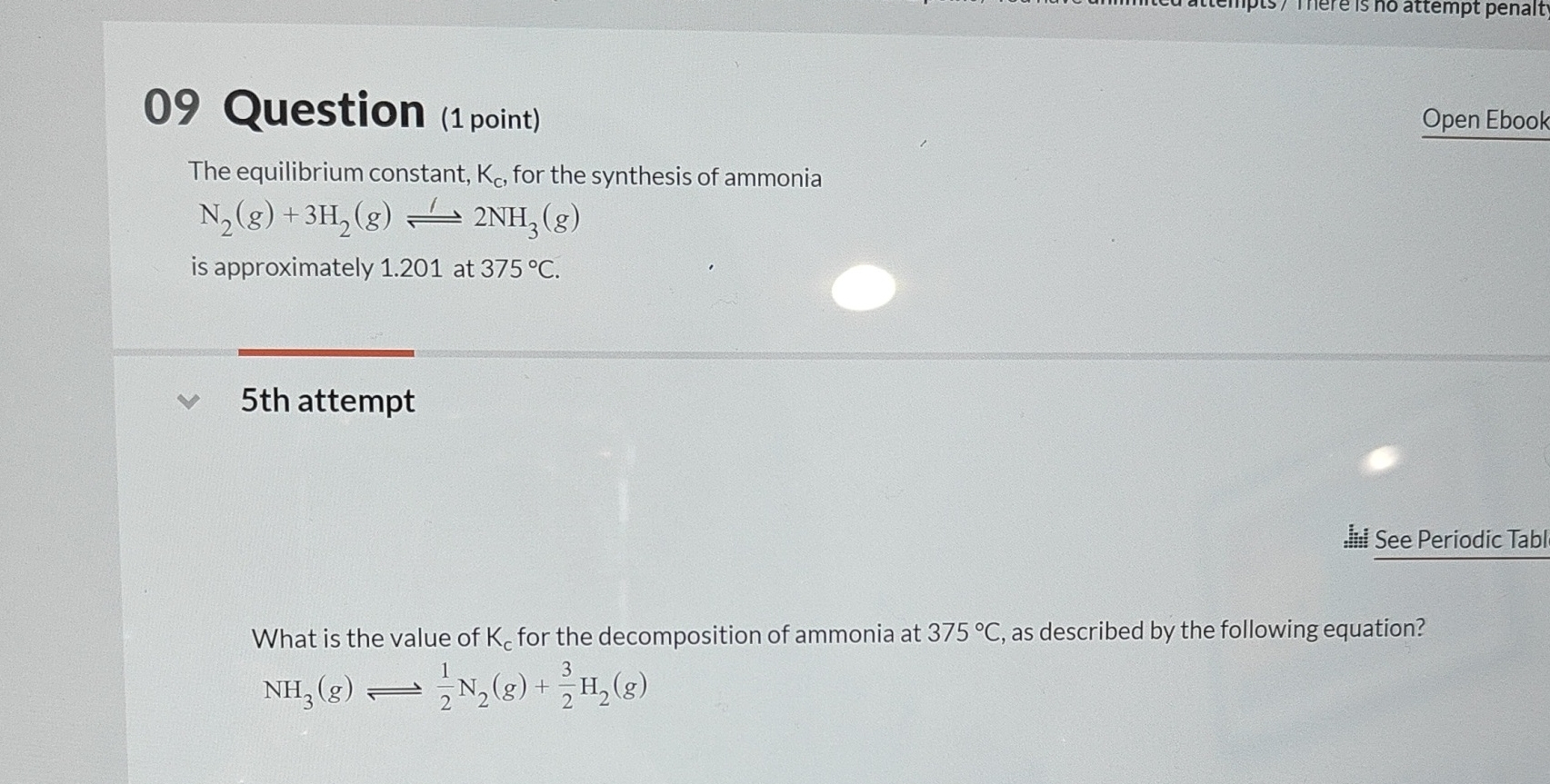 Solved 09 ﻿Question (1 ﻿point)The equilibrium constant, Kc, | Chegg.com