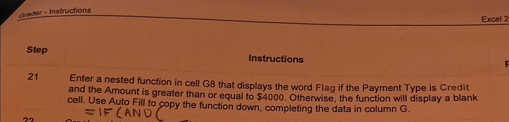 Solved Grader - ﻿InstructionsExcel 2StepInstructions21 | Chegg.com