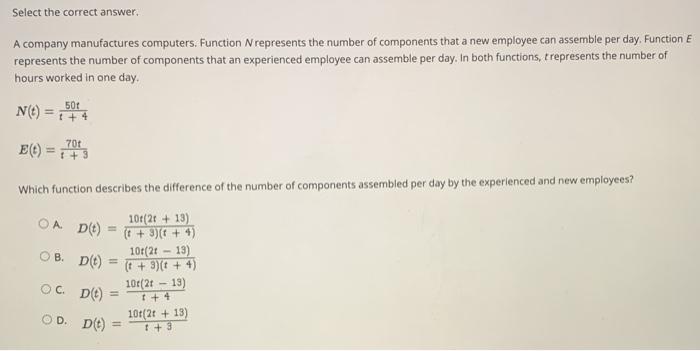 Solved Select the correct answer, A company manufactures | Chegg.com