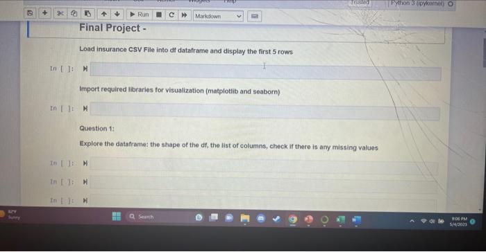 Solved Load insurance CSV File into df dataframe and display | Chegg.com