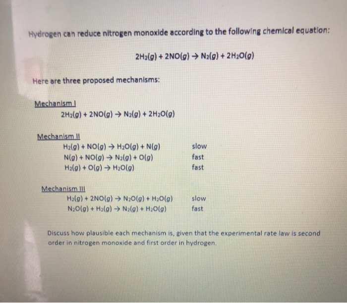 Solved Hydrogen can reduce nitrogen monoxide according to | Chegg.com