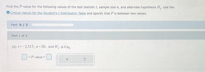 Solved Critical Values for the Student's t Distribution | Chegg.com