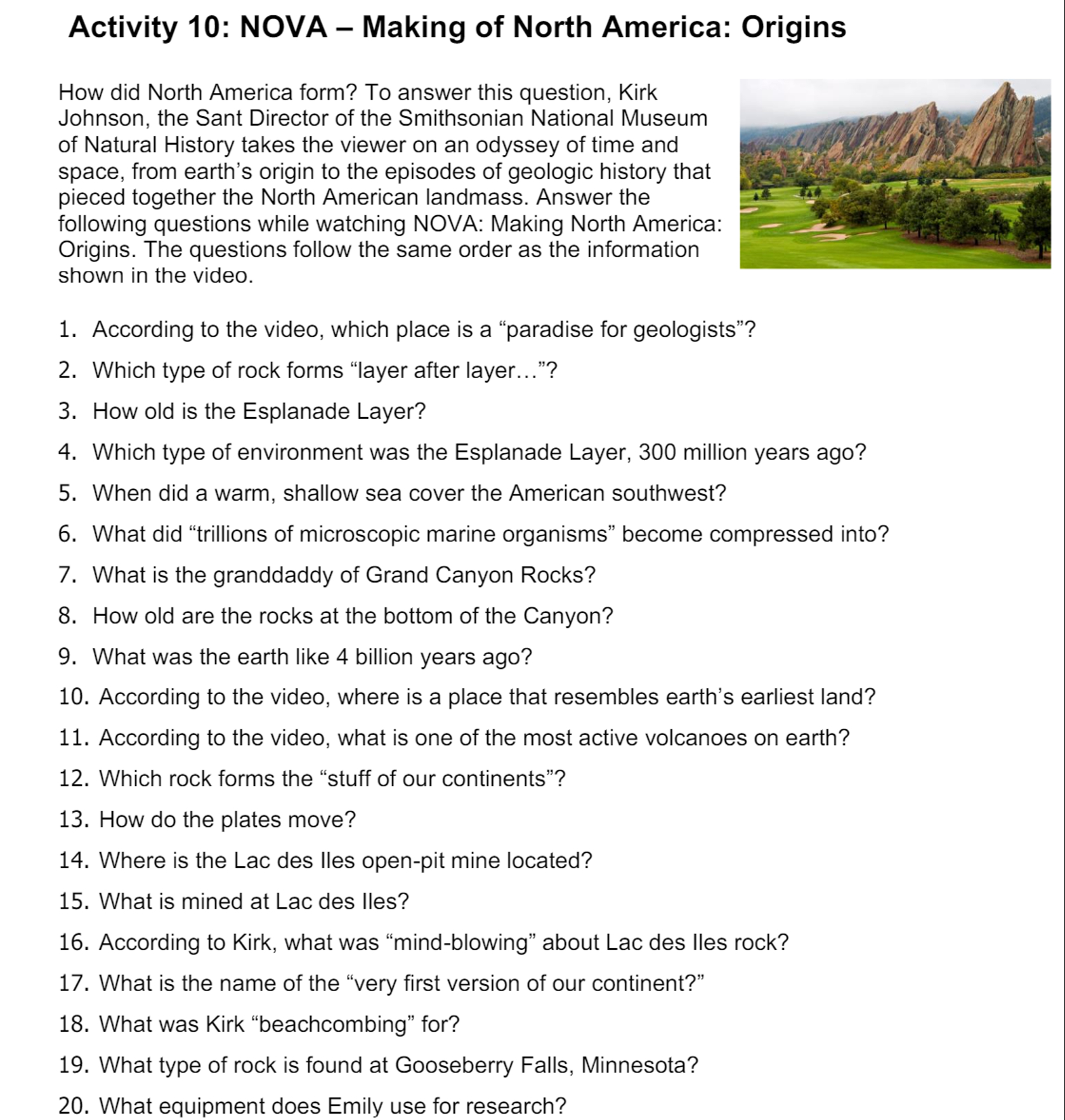 Solved Activity 10: NOVA - ﻿Making of North America: | Chegg.com