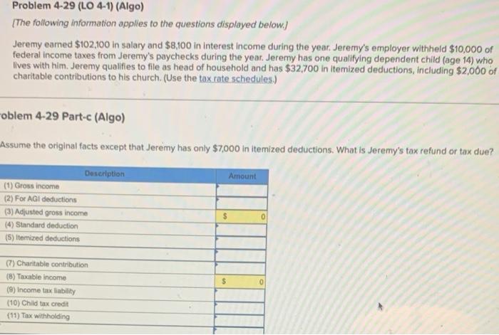 Solved Problem 4-29 (LO 4-1) (Algo) (The following | Chegg.com