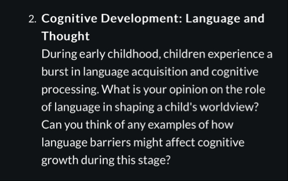 Solved Cognitive Development: Language and ThoughtDuring | Chegg.com