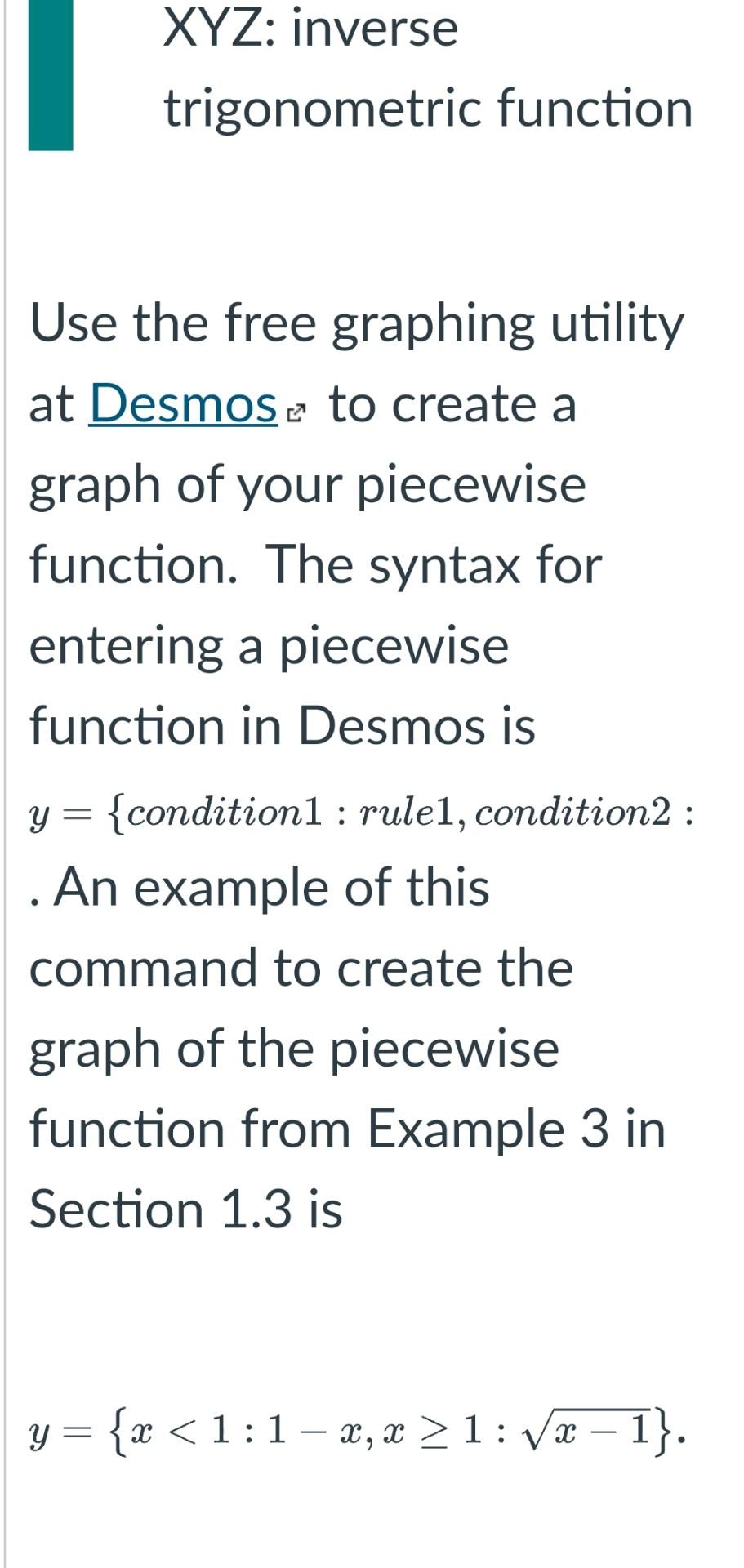 Solved Create a piecewise-defined function, one piece | Chegg.com