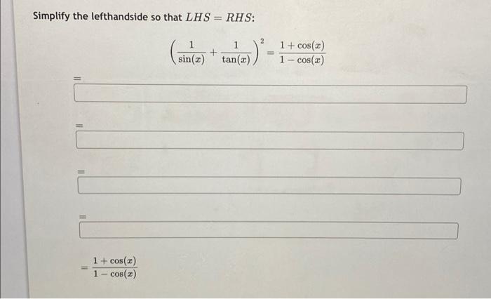 Solved Simplify the lefthandside so that LHS=RHS : | Chegg.com