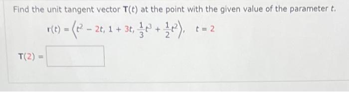 Solved Find the unit tangent vector T(t) at the point with | Chegg.com