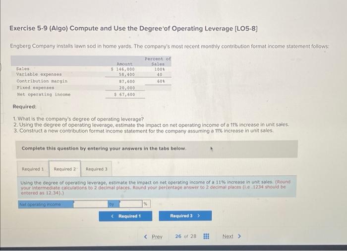 Solved Exercise 5-9 (Algo) Compute and Use the Degree'of | Chegg.com