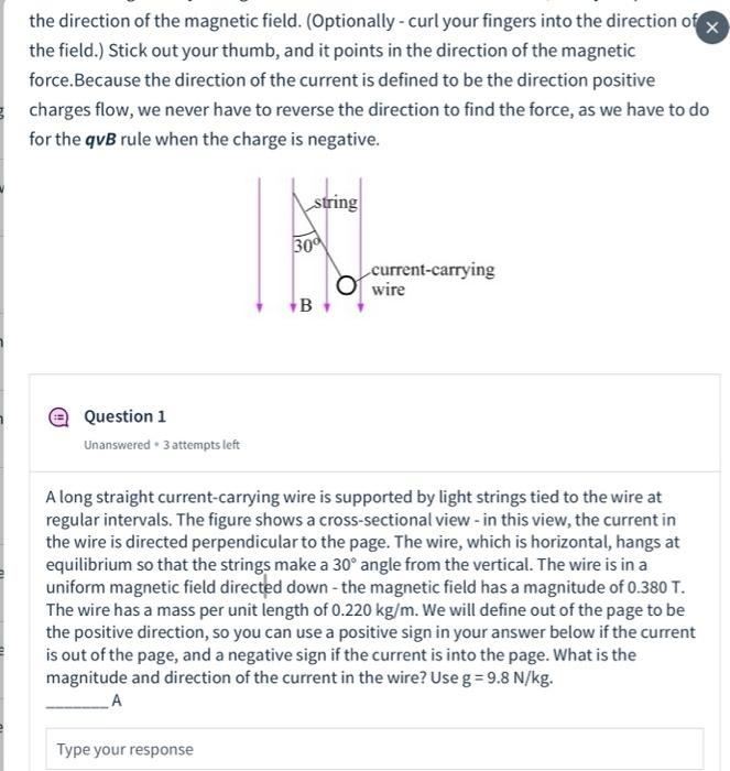 Solved the direction of the magnetic field. (Optionally-curl | Chegg.com
