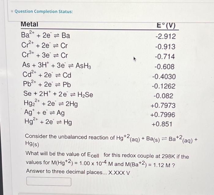 Solved Question Completion Status: Consider the unbalanced | Chegg.com