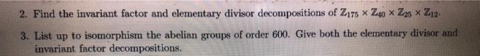 Solved 2. Find the invariant factor and elementary divisor | Chegg.com