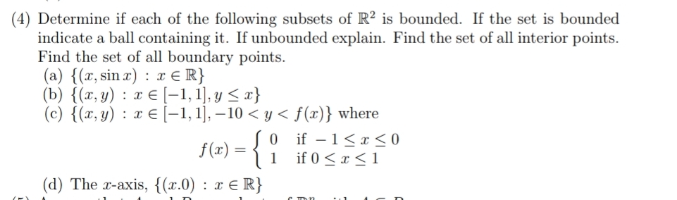 Solved (4) ﻿Determine if each of the following subsets of R2 | Chegg.com