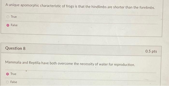 Solved A unique apomorphic characteristic of frogs is that | Chegg.com