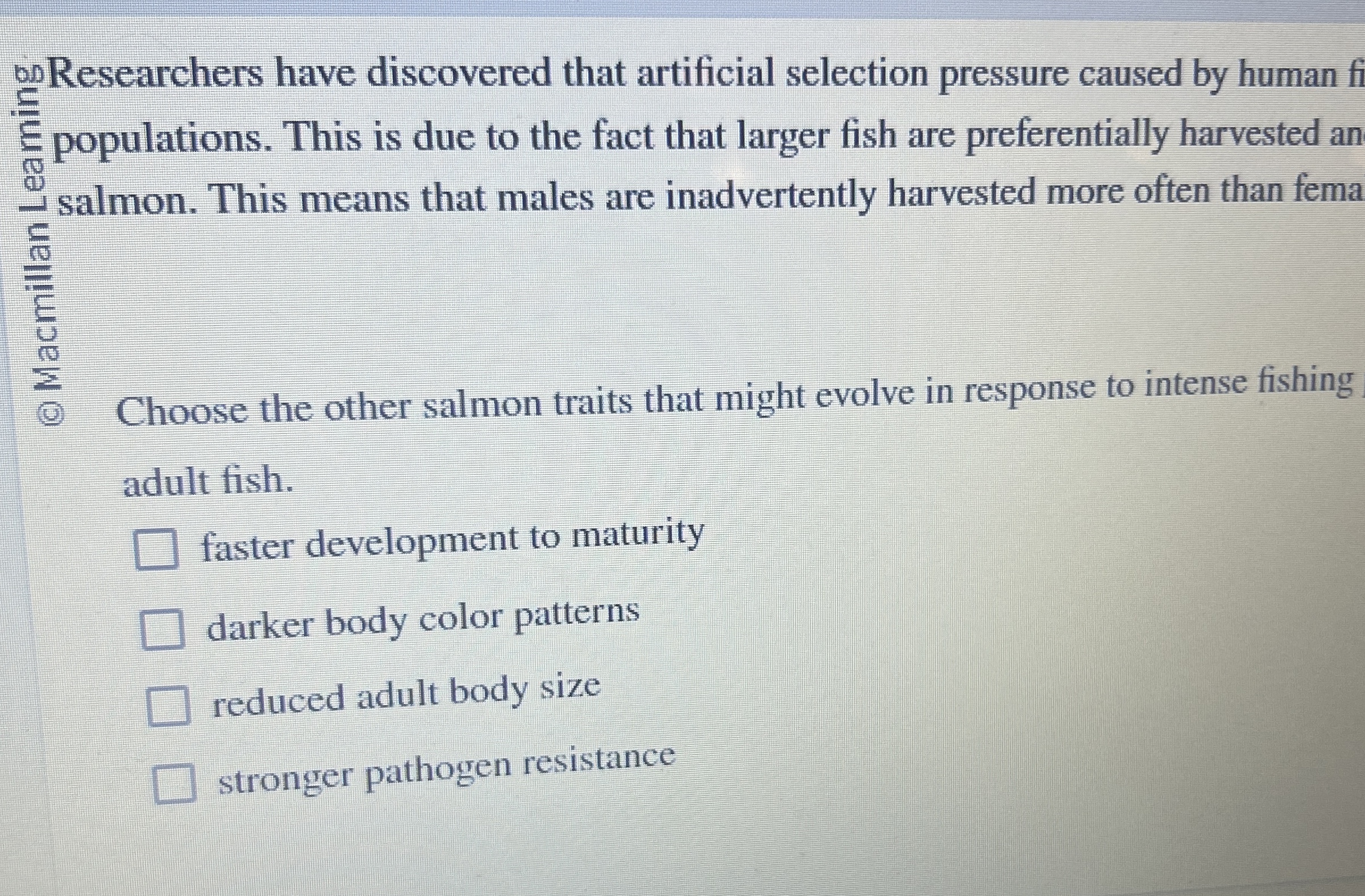 Solved Researchers have discovered that artificial selection | Chegg.com