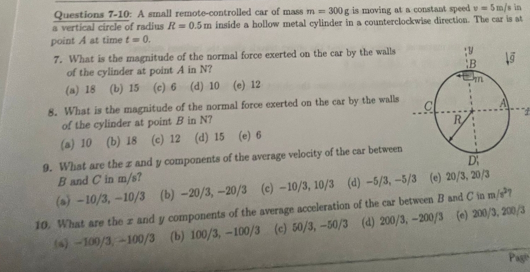 Solved Questions 7-10: A small remote-controlled car of mass | Chegg.com