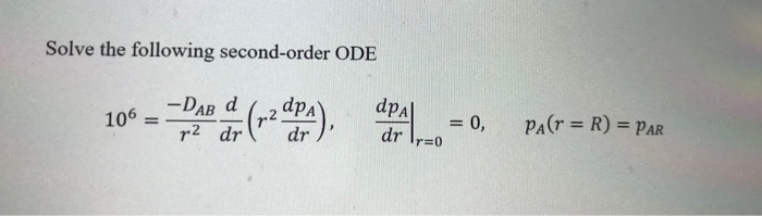 Solved Solve the following second-order ODE 106 = page (in | Chegg.com