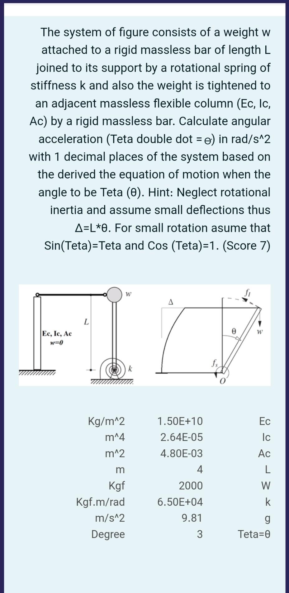 [Solved]: The system of figure consists of a weigh