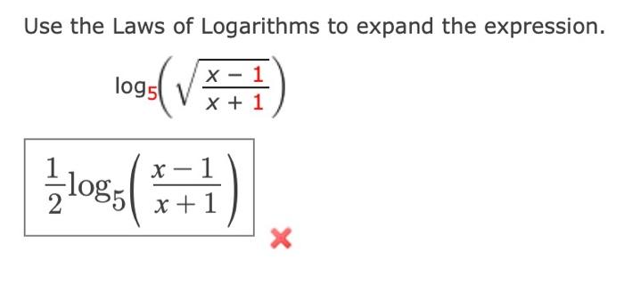 Solved Use the Laws of Logarithms to expand the expression. | Chegg.com
