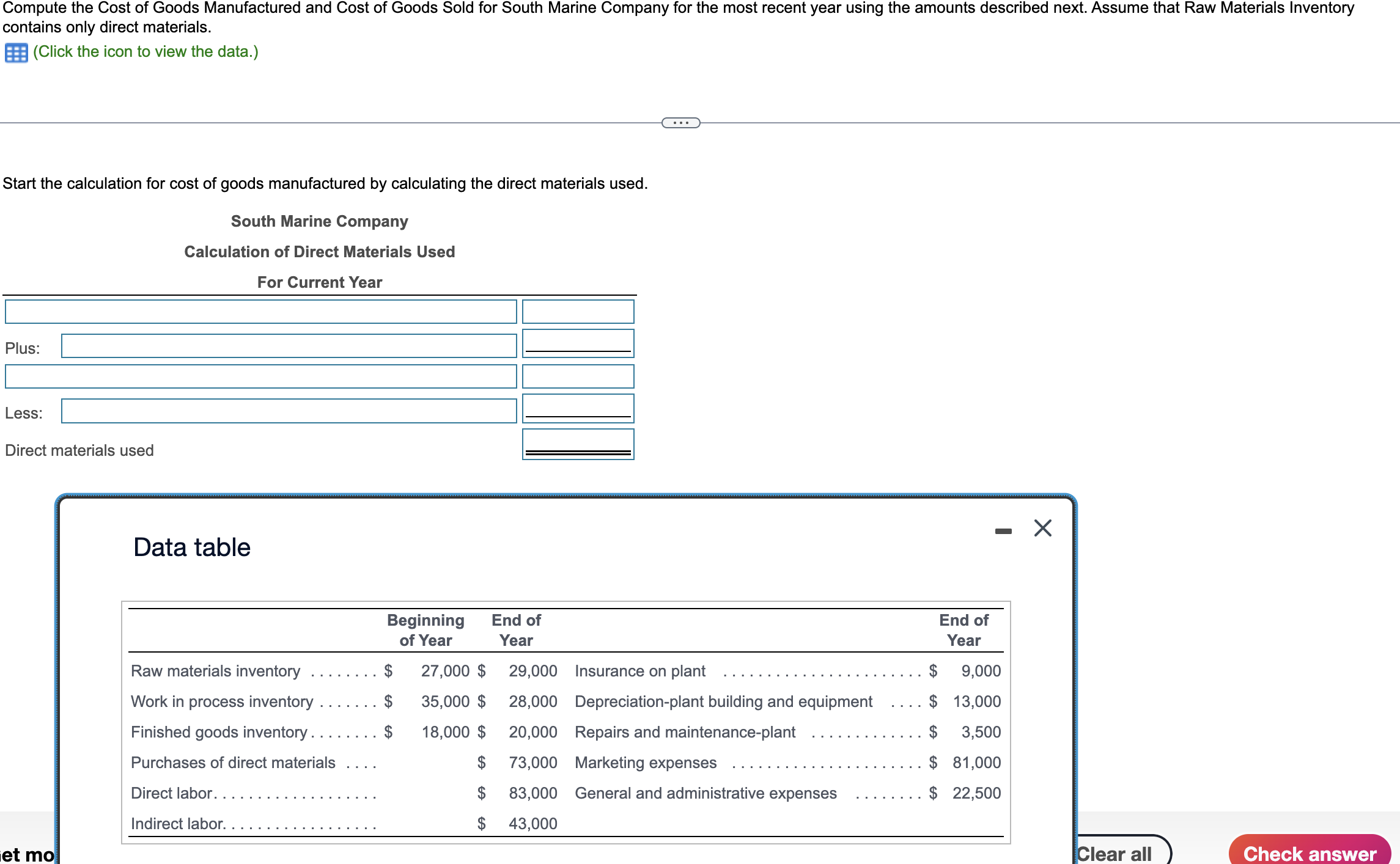 Solved contains only direct materials.(Click the icon to | Chegg.com
