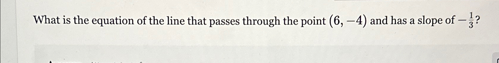 Solved What is the equation of the line that passes through | Chegg.com