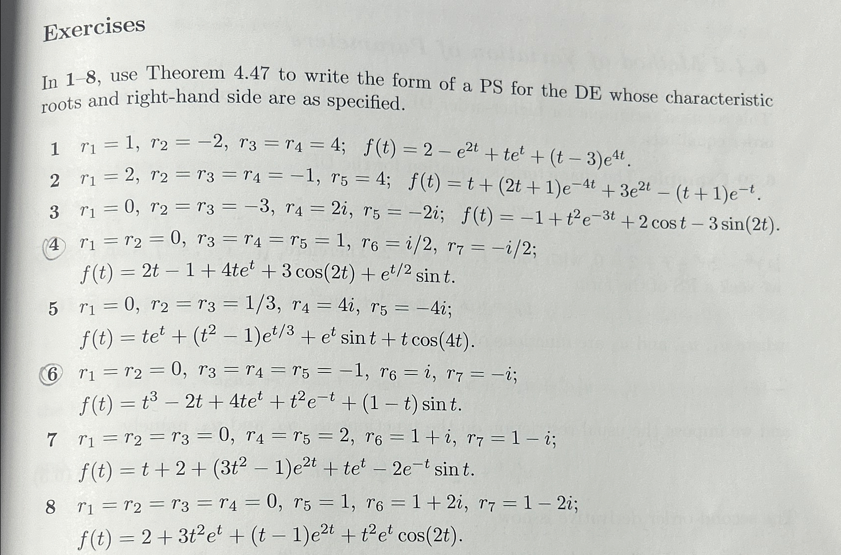 Solved Can you please solve 4 ﻿and 8 ?ExercisesIn 1-8, ﻿use | Chegg.com