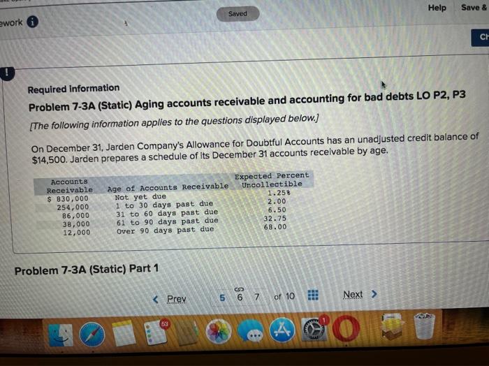 Solved Required information Problem 7-3A (Static) Aging | Chegg.com