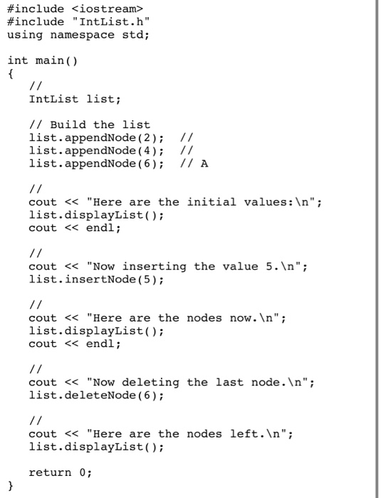 Solved // Specification file for the IntList class #ifndef | Chegg.com Solved // Specification file for the IntList class #ifndef | Chegg.com