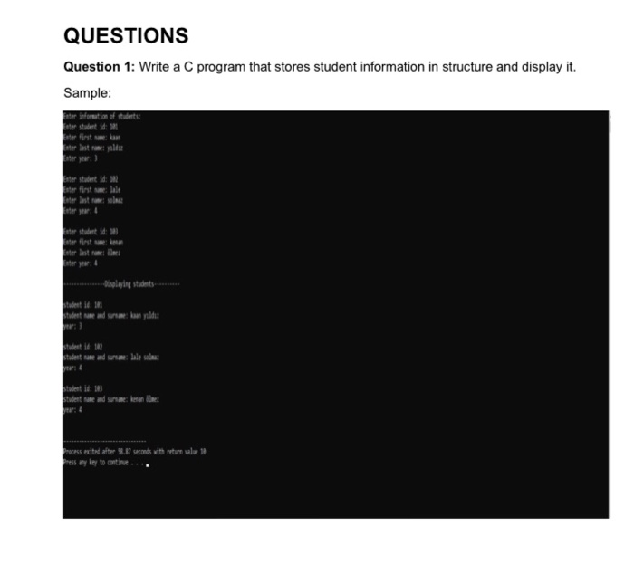 Solved Questions Question 1 Write A C Program That Stores 