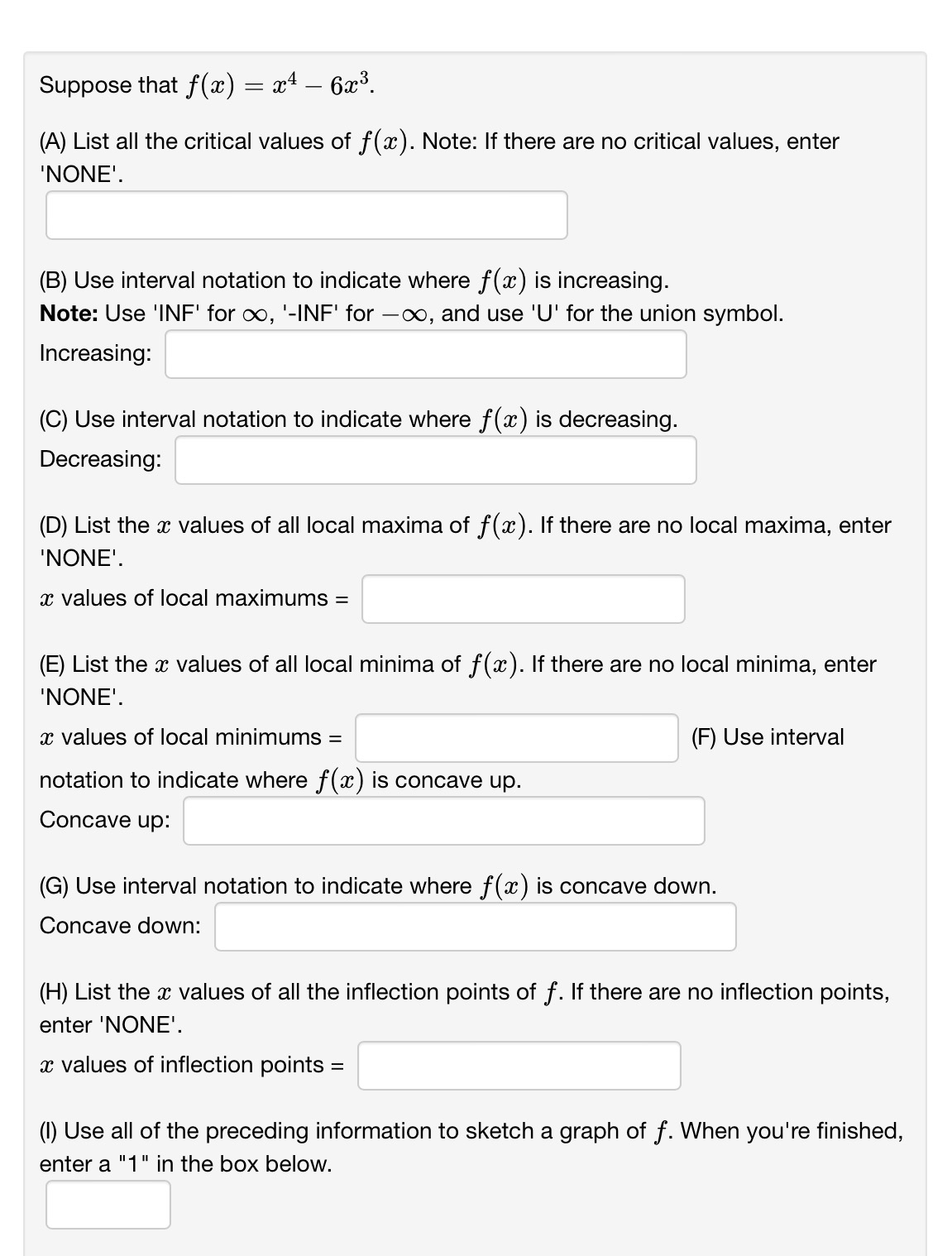Solved Suppose that f(x)=x4-6x3.(A) ﻿List all the critical | Chegg.com