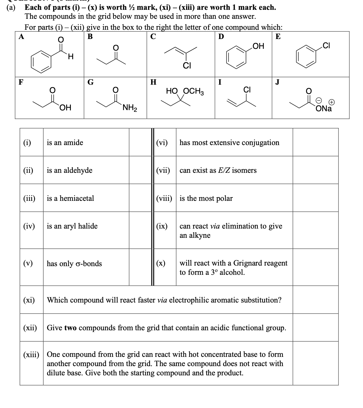 Solved (a) Each of parts (i)-(x) is worth 12 mark, | Chegg.com Solved (a) Each of parts (i)-(x) is worth 12 mark, | Chegg.com
