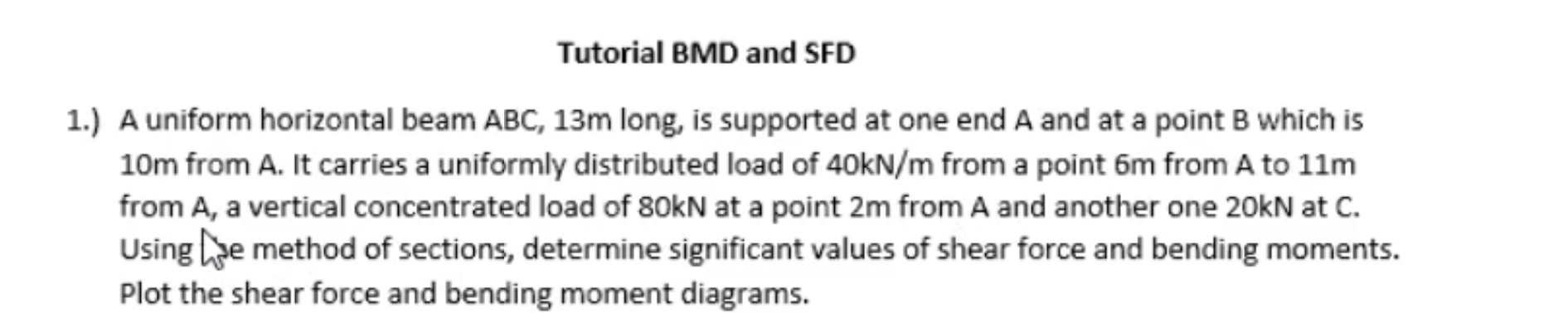 Solved 1.) A uniform horizontal beam ABC,13 m long, is | Chegg.com