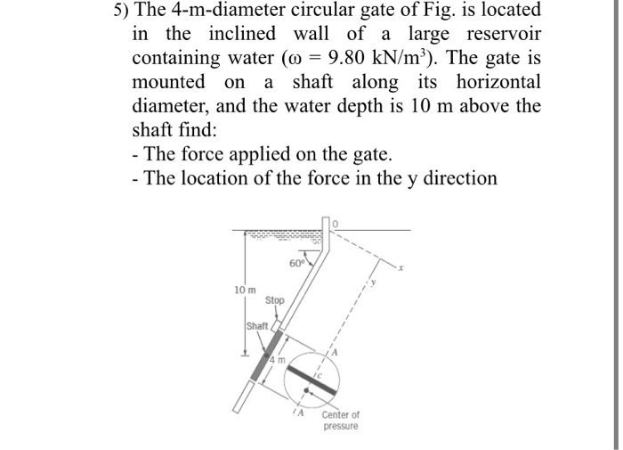 Solved 5) The 4-m-diameter circular gate of Fig. is located | Chegg.com