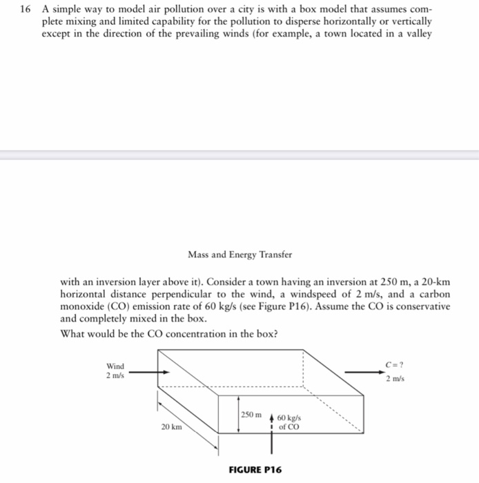 Solved 16 A simple way to model air pollution over a city is | Chegg.com