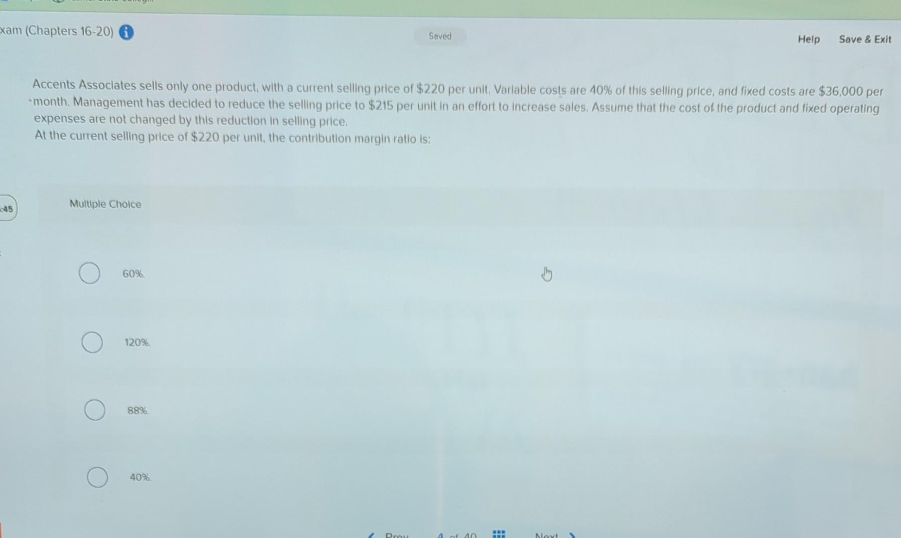 Solved xam (Chapters 16-20) Saved Help Save & Exit Accents | Chegg.com