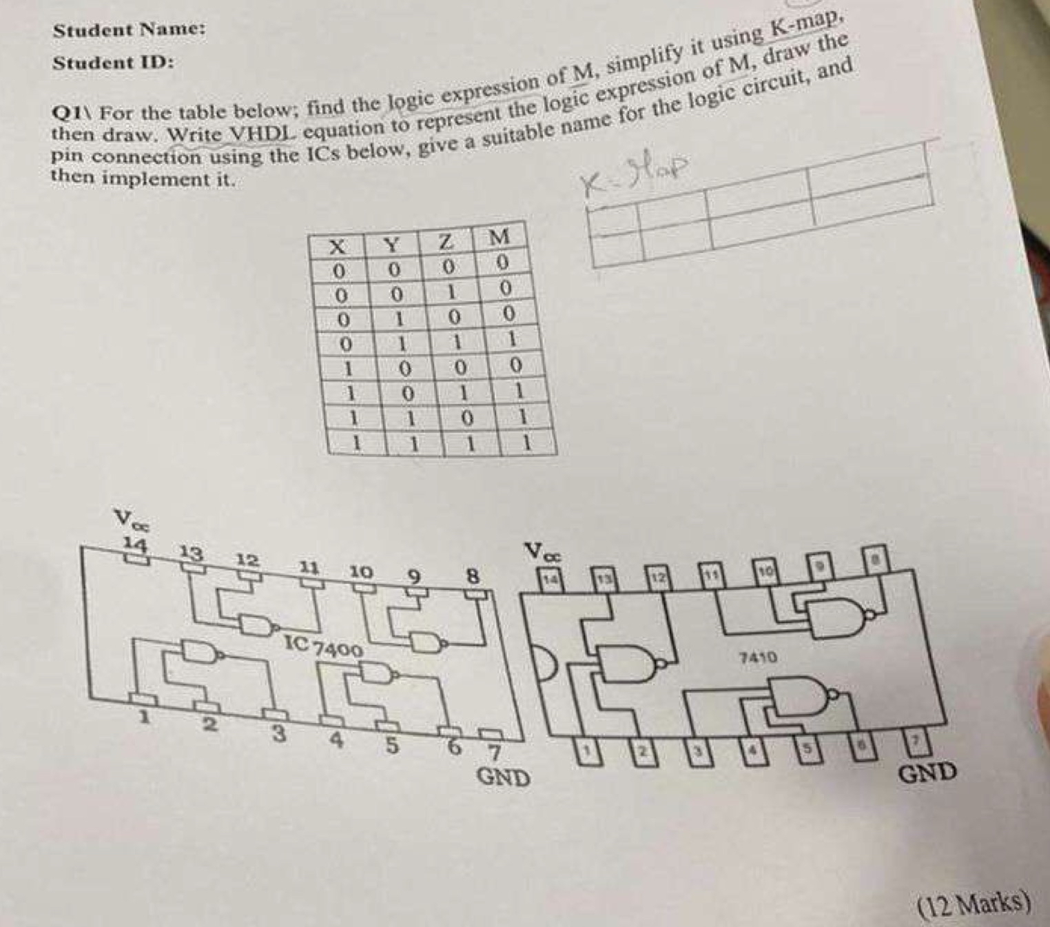 Solved Student Name:Student ID:Q1) For the table below; | Chegg.com Solved Student Name:Student ID:Q1) For the table below; | Chegg.com