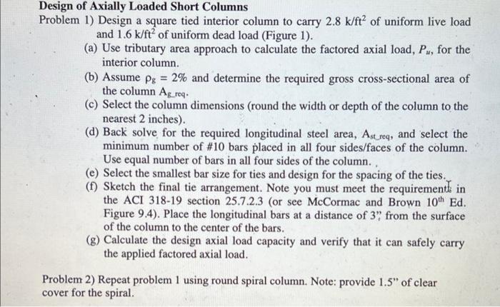 Solved Design of Axially Loaded Short Columns Problem 1) | Chegg.com