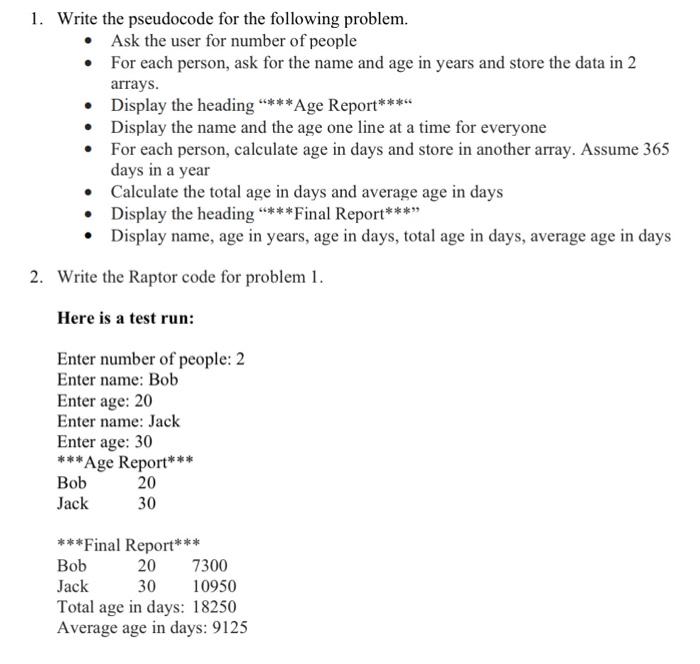 1 Write The Pseudocode For The Following Problem