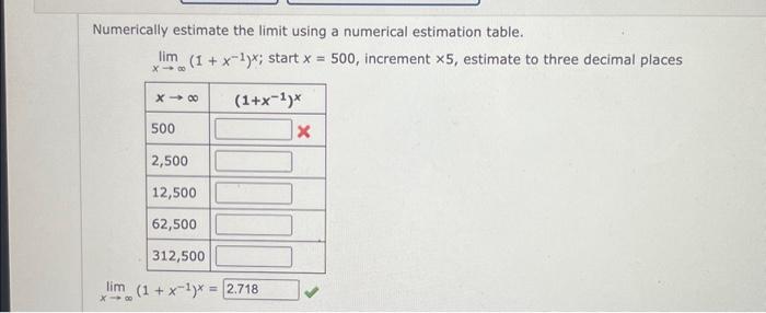 Solved Numerically Estimate The Limit Using A Numerical 1081