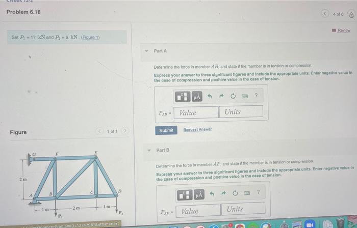 Solved Problem 6.18 4 8 Review Set B = 17 IN and P6 kN (Euro | Chegg.com